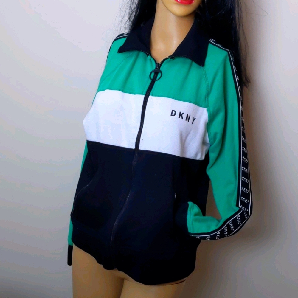 Dkny Sport Color Block Logo Stripe Track Jacket Size … - Gem